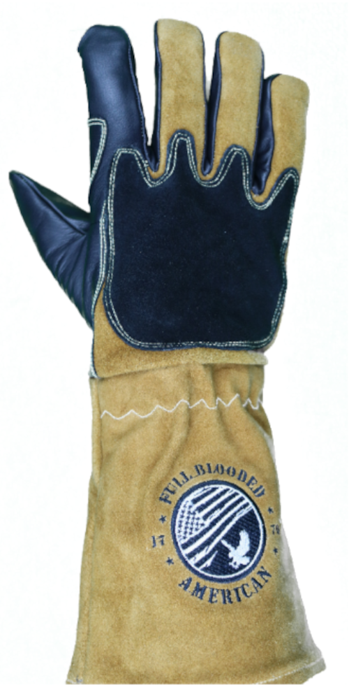 "Patriotic Hand Protectors: Full Blooded American Welding Gloves"