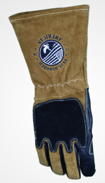 "Patriotic Hand Protectors: Full Blooded American Welding Gloves"